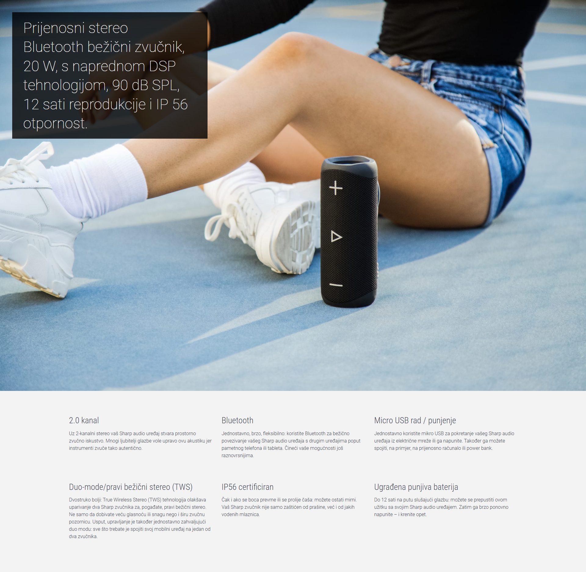 SHARP GX-BT280 Bluetooth prijenosni zvučnik, crni - TIA Mobiteli