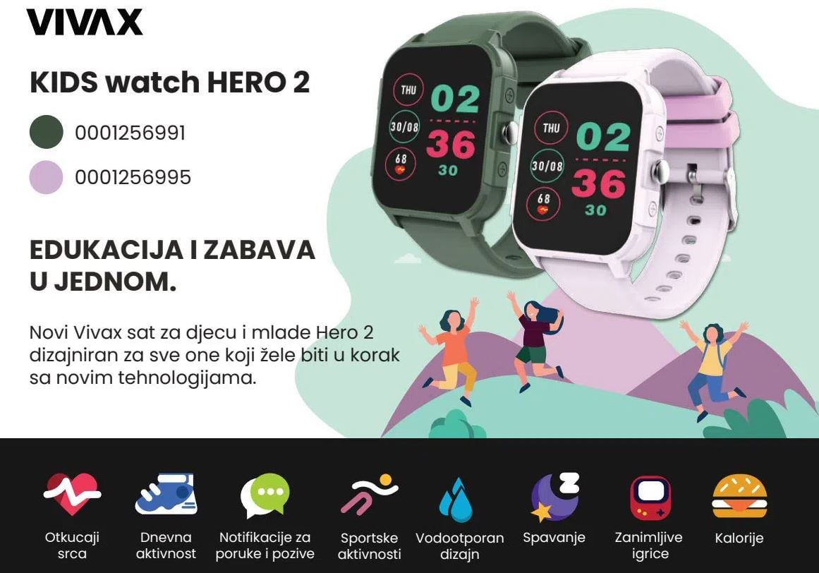 Pametni sat VIVAX KIDS HERO 2 Violet - TIA Mobiteli